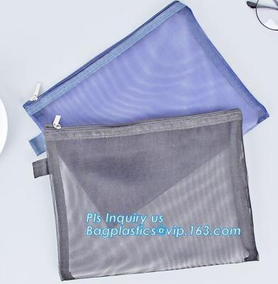 Chine Poche de sac de maille de holer de sac de dossier de sac de document d'unité centrale de TAILLE d'A5 A4 avec la tirette, dossier imperméable de tirette de taille de la maille a4 de fibre à vendre