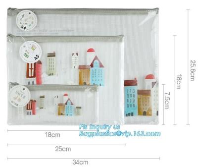 Chine le plastique de dossier de pp empoche le sac de document, le sac de document de poche de tirette de dossier de la maille A4, sac de document avec le stockage de tirette à vendre