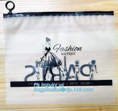 Cina L'abbigliamento di EVA insacca la cassa di plastica della chiusura lampo del cursore, chiusura lampo laterale del cursore della stagnola del guesset stampata abitudine, scorrevole d'imballaggio risigillabile in vendita