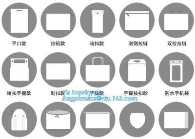 Cina L'abbigliamento di EVA insacca la cassa di plastica della chiusura lampo del cursore, chiusura lampo laterale del cursore della stagnola del guesset stampata abitudine, scorrevole d'imballaggio risigillabile in vendita