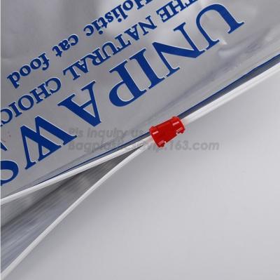 China Schieber-Reißverschluss-flache Unterseiten-Keil-Hundenahrung- für Haustiereverpackungs-Tasche, Gravüren-Druckspitzen-Schieber-Plastikschoßhund mit Reißverschluss Trea zu verkaufen