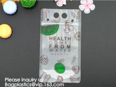 China Fruchtsaft-Flüssigkunststofftasche mit dem transparenten Stroh stehen oben Plastikreißverschlusstasche mit Stroh, Saftwegwerfgetränk b zu verkaufen