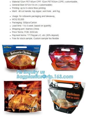 Chine Le poulet chaud de sac d'épicerie tiennent le sac de poche, sac congelé transparent mat d'emballage du poulet BOPP/CPP, sac chaud de poulet à vendre
