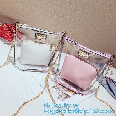 Cina Il logo ha stampato i sacchetti della spesa di totalizzatore su misura del PVC, chiaro sacchetto della spesa di totalizzatore di plastica alla moda della spiaggia della borsa della spiaggia del PVC, trasportatore in vendita