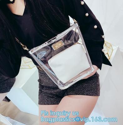 Cina Sacchetto della spesa trasparente di eco di conferenza, borsa di compera del PVC con la stampa su ordinazione, PVC chiaro portatile inferiore quadrato di compera p in vendita