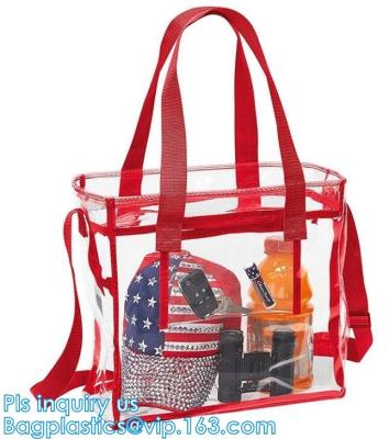 Cina Le chiare borse di totalizzatore riutilizzabili di compera del PVC con portano la maniglia, borsa di totalizzatore del PVC personalizzano il sacchetto della spesa del PVC di logo, Promotiona su ordinazione in vendita