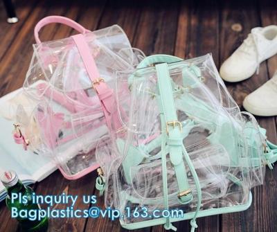 Cina backpack all'ingrosso con le cinghie riempite, zaino trasparente promozionale della scuola del PVC con i bambini su misura B della radura di logo in vendita
