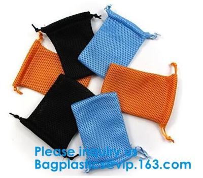 Cina La piccola dimensione ed il logo della dogana della borsa di cordone della maglia del poliestere di promozione che stampano intorno al cordone inferiore ingranano la borsa per lo sport, in vendita