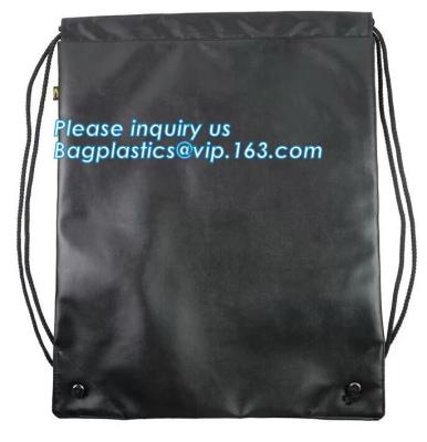Cina Custom Name Stamping PU Leather Drawstring Bag With Handle Waterproof Promotional Black Drawstring Bag Promotional Detai in vendita