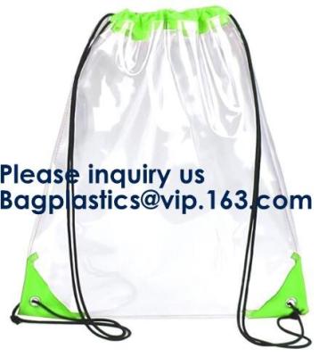 Cina Lo zaino della borsa di cordone del PVC con lo zaino trasparente promozionale inferiore solido del cordone della radura del PVC di abitudine 210D insacca in vendita