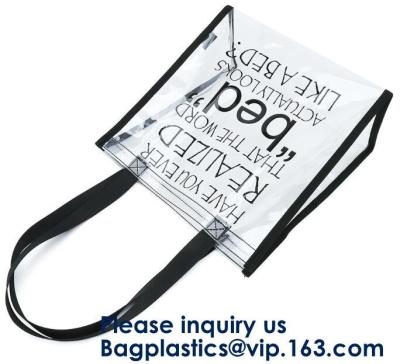 Cina La chiara borsa di totalizzatore del PVC con le maniglie del nylon ed il tessuto sistemano, chiara borsa cosmetica della chiusura lampo del PVC con la disposizione bianca, Bagease, Bagplastic in vendita