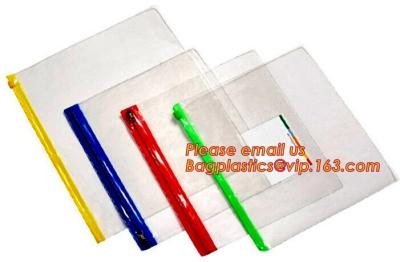 China Bolso barato de la cartera del fichero de la cerradura de la cremallera de la prenda impermeable PE con la impresión del logotipo, A4 barato, A5, A6, cerradura plástica transparente de la cremallera del PE B5 en venta