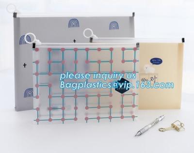 Chine le sac durable coloré de haute qualité a4 de document de tirette de papeterie dégagent le sac en plastique de dossier de papeterie de PVC avec le paquet de poignée à vendre