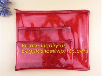 Chine Sac en plastique de document de logo de PVC de poche imperméable transparente faite sur commande promotionnelle de dossier avec la tirette, fichier document de papeterie à vendre