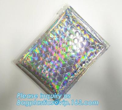 China O encarregado do envio da correspondência poli da bolha com o fecho de correr no brilho superior compõe sacos, malote Ziplock Sli da bolha da embalagem cosmética cor-de-rosa mais lustrosa metálica à venda