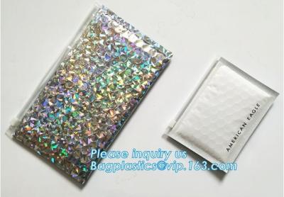 China O encarregado do envio da correspondência poli da bolha com o fecho de correr no brilho superior compõe sacos, malote Ziplock Sli da bolha da embalagem cosmética cor-de-rosa mais lustrosa metálica à venda