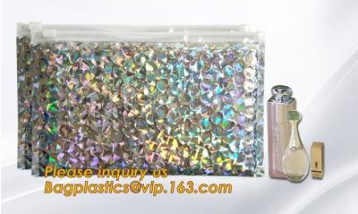 China O encarregado do envio da correspondência poli da bolha com o fecho de correr no brilho superior compõe sacos, malote Ziplock Sli da bolha da embalagem cosmética cor-de-rosa mais lustrosa metálica à venda