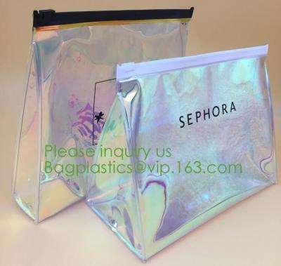 Chine le petit sac imperméable professionnel de maquillage avec l'impression de logo, façonnent à PVC promotionnel le bagplastics cosmétique de sac de maquillage de sac à vendre