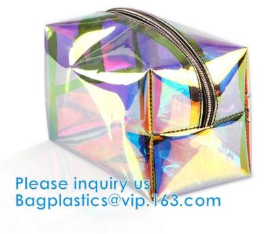 China Omhoog maakt de Kosmetische de Zakzak van douaneshell shaped white nylon mesh voor, Holografische Zak van Hologram de Vinyl Materiële Pvc k Te koop