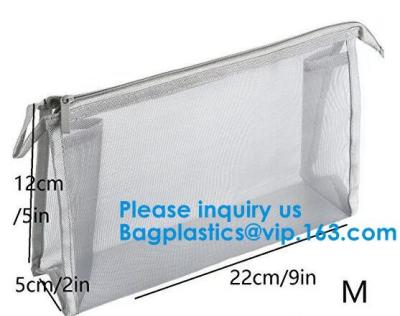 China Reistoiletry het Leerversiering van PouchCustom Kleine Draagbare Witte Mesh Zipper Cosmetic Bag With/van Dameseco Make-uphandtas Te koop