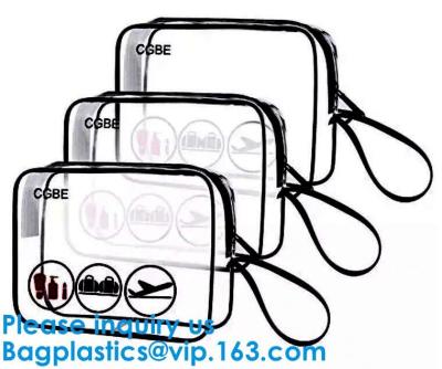 China Hete 3pcs ontruimen Kosmetische Toiletry Mak van de de Reiswas van pvc, Organisator Purse Necessary Mesh Cosmetic Bag Women Make op Zak Makeu Te koop