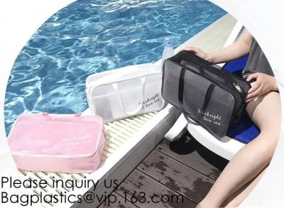 중국 도매 주문 로고 공상 경편한 호화스러운 여행 Pvc 세면용품 화장용 부대 주머니, 유행 큰 수용량 PU 및 PVC를 비웁니다 판매용