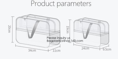 China Compact Multi-purpose Handbag-style Transparent Glitter Cosmetic Pouch with Zipper Pocket on the Back, bagease, bagplast for sale