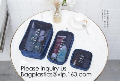 Cina Le borse stabilite dell'articolo da toeletta del sacchetto cosmetico della maglia delle donne e degli uomini vedono attraverso l'organizzatore di trucco di viaggio, cosmet cosmetico del nylon del sacchetto della maglia in vendita
