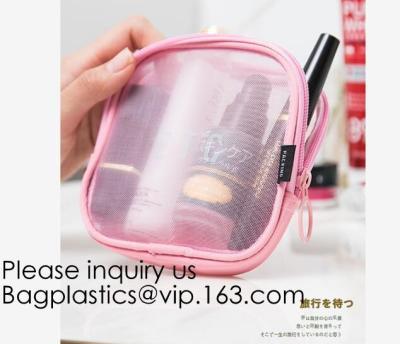 Cina Borse trasparenti della maglia del PVC di trucco del sacchetto dell'articolo da toeletta di viaggio dell'organizzatore della chiusura lampo cosmetica della borsa, bags&case cosmetico di nylon del regalo del sacchetto in vendita