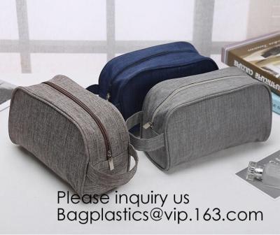 Cina La borsa cosmetica di trucco del lavaggio del corredo di viaggio del cuoio della tela degli uomini di borsa dell'articolo da toeletta, borsa organica di trucco della tela del cotone con la chiusura lampo fa-u in vendita