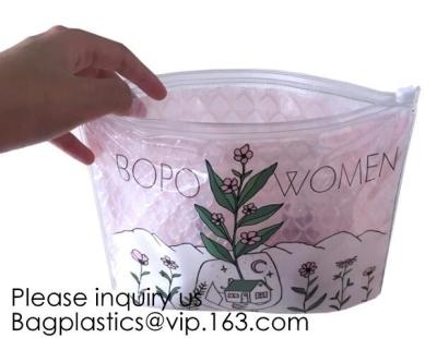 中国 ベスト セラーのジッパー、bagease、bagplasticsが付いている防水化粧品のジップ ロック式のプラスチック・バッグ/注文の印刷ポリ塩化ビニールの泡郵便利用者 販売のため