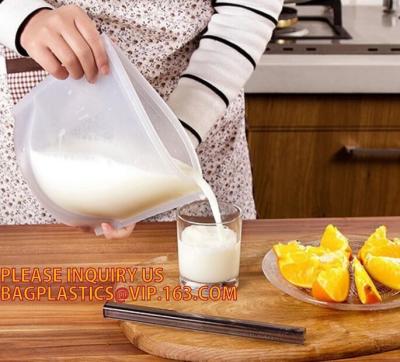 China Los bolsos frescos de la categoría alimenticia del silicón de la comida reutilizable del vacío envuelven el bolso del almacenamiento de la comida del silicón del bolso del refrigerador de los envases del refrigerador en venta