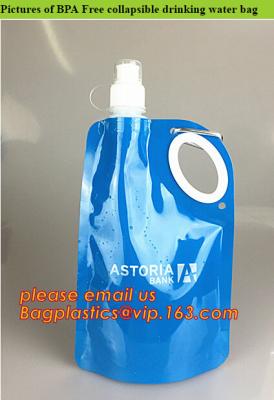 China 500ml puede bolso de agua plegable plegable de la botella de agua CON el gancho, embroma la botella de consumición plegable/el bolso de agua plegable 16oz pac en venta