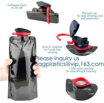 China Bolso plegable modificado para requisitos particulares promocional de la botella de agua, botella de agua de consumición flexible plástica plegable modificada para requisitos particulares respetuosa del medio ambiente en venta