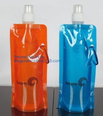 China El bolso plástico plegable modificado para requisitos particulares promocional de la botella de agua, bpa de la moda embotella libremente el paquete plegable del bagease del bolso de agua 480ml en venta