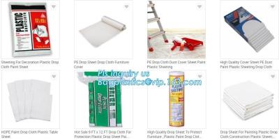 China HDPE protective plastic Drop sheet Drop cloth Paint dust sheet, 3.7*3.7m PE Plastic Drop Sheet, painter dust sheetS, PAC for sale