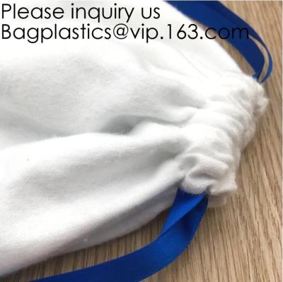 China De witte Geborstelde van Katoenen Zak Keperstofdrawstring voor Verpakking, Katoenen Flanelstofzak, Zuivere Witte Katoenen Flanel Verpakkende Zak Te koop