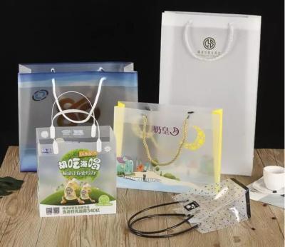 China Frosted Plastic Gift Bags, Large Merchandise Retail Clothing Grocery Boutique Shopping Bags With Handles, Multi Colors for sale