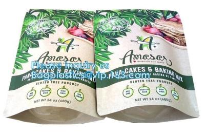 China Bolsa de papel lateral de empaquetado abonable de Kraft del bolso del sello del bolso 3 del envasado de alimentos del portatraje de la cremallera de la diapositiva de película de rollo de Biodegradale en venta