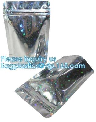 Cina Del sacchetto borsa sigillata lato su ordinazione olografico del laser tre di logo di stampa brillantemente per la forcella della colla del ciglio del labbro in vendita