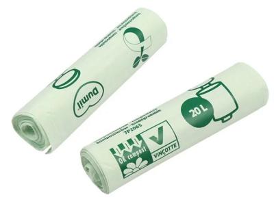 Cina borsa di immondizia concimabile eliminabile biodegradabile di 100%, borsa di rifiuti piana concimabile della cucina della fodera biodegradabile del recipiente sul rol in vendita