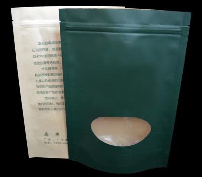 China Natürlicher Kraftpapier-flache Unterseiten-Standup Beutel/das Verpacken der Lebensmittel bauscht sich mit Fenster, Folie gezeichnete Standup Kraftpapier-Umschläge zu verkaufen