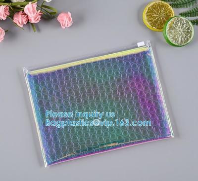 중국 랩 화장용 팁 슬라이더 버블 가방을 패키징하는 무지개 홀로그래프 화장용 레이저 슬라이더 지플록식 Esd 버블 가방 버블 판매용