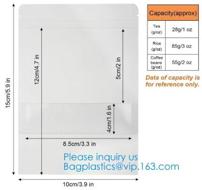 China Bolsas reutilizables del papel de la cerradura de la cremallera con Matte Window And Tear-Away Notch para el almacenamiento multiusos en venta