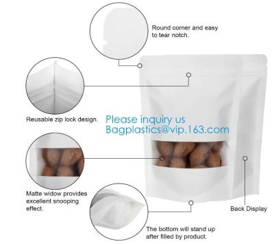 China Bolsas reutilizables del papel de la cerradura de la cremallera con Matte Window And Tear-Away Notch para el almacenamiento multiusos en venta