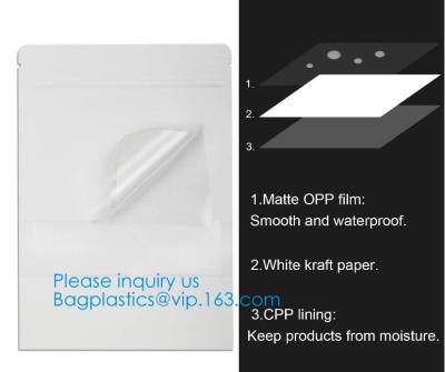 China Bolsas reutilizables del papel de la cerradura de la cremallera con Matte Window And Tear-Away Notch para el almacenamiento multiusos en venta