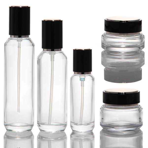 Quality Wholesale Private Label Cosmetic Dropper Bottle Transparent Skincare Set Packaging Lotion Toner Perfume Oil Cream Jar for sale