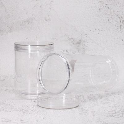China Transparent Pet Plastic Round Jars With Aluminum Alloy Sealed Cap Custom 500ml Plastic Jars of Peanuts or Grains for sale