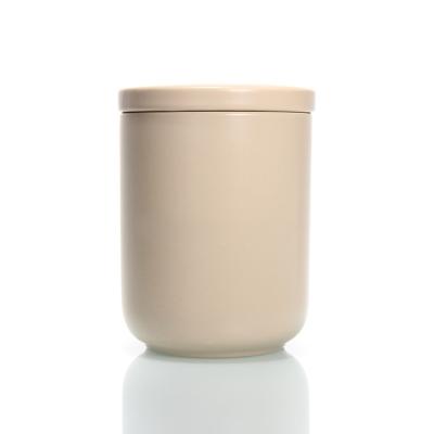 China Wholesale Matte Multi-colored Wedding Candlestick Holder Home Decor Candle Cup Container Ceramic Empty Candle Jars With Lid for sale