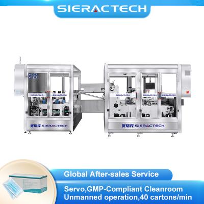 China High Speed Pharmaceutical Cartoner Robotic Jam Free Face Mask Cartoning Line for sale
